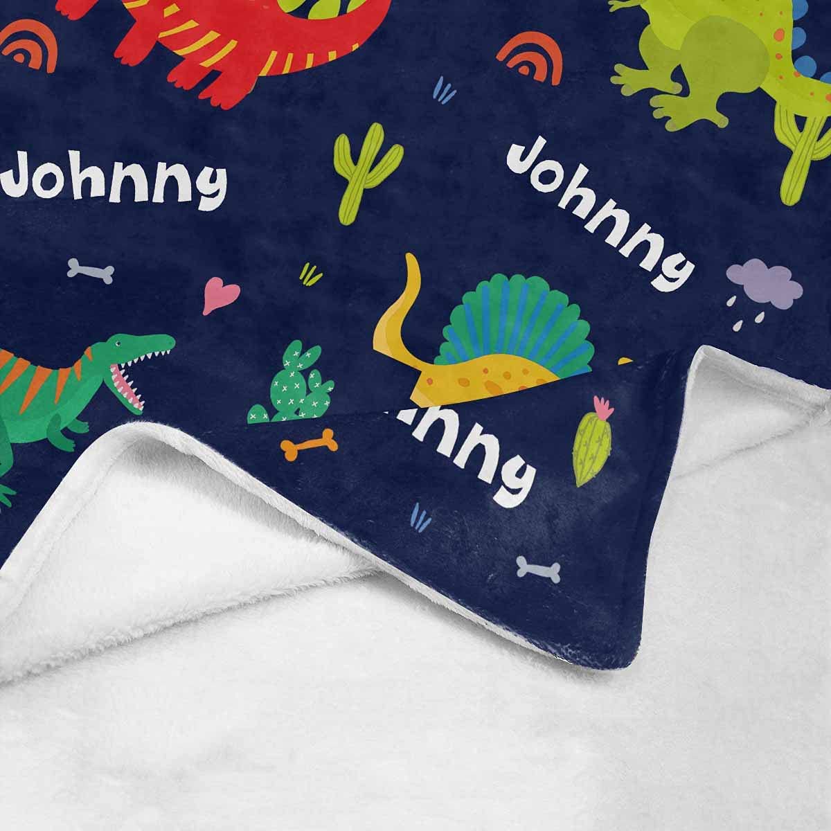 Custom Name Fleece Cartoon Dinosaur Blanket II18 – Oak Bay Online Store